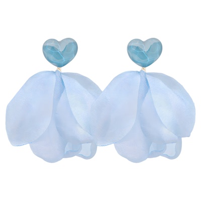 无注册商标蓝色爱心花瓣耳环