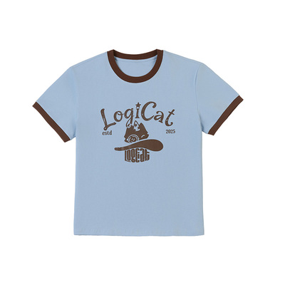 LOGICAT魔术帽T恤2026新款宽松舒适百搭奶呼呼内搭撞色短袖上衣