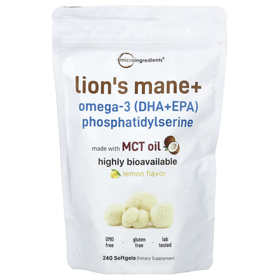 Micro Ingredients,Lion's Mane + Omega-3 (DHA+EPA) Phosphatid