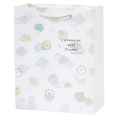 新款加厚花朵礼品袋优质白卡纸