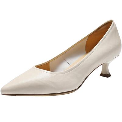 百丽女鞋子细高跟单鞋新款真皮通勤不累脚浅口单鞋BFH01CQ5预