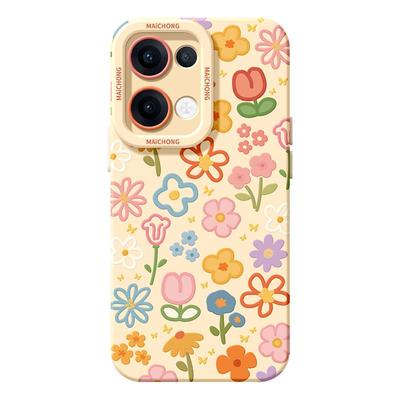 适用opporeno15手机壳女款reno14pro+保护套13全包pro硅胶8防摔reno7se高级oppo软壳10/11彩色花朵12个性外壳