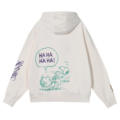 印花ABLEJEANS中性款连帽卫衣