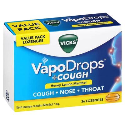 澳大利亚直邮Vicks息可舒通鼻喉糖蜂蜜柠檬味喉咙36粒薄荷润喉糖