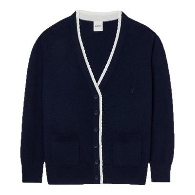 SANDRO女装法式撞色V领开衫