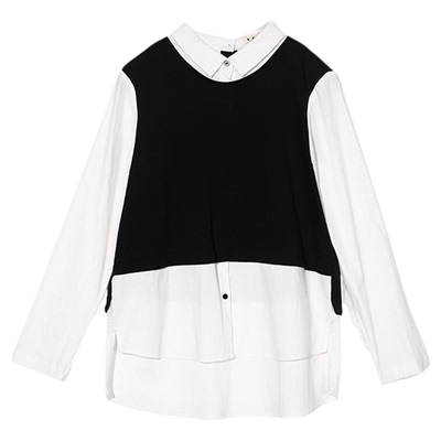 因为秋季细品假两件长袖衬衫