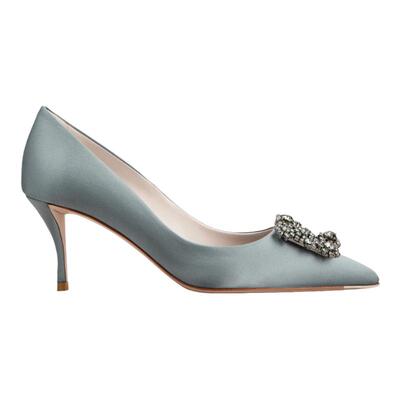RogerVivier/罗杰维维亚女士高跟鞋缎面水晶搭扣细高跟新款