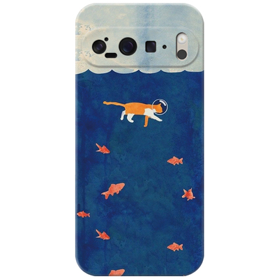 海底猫咪适用谷歌Pixel10手机壳9pro/8/7/6A简约夏日小鲸鱼可爱XL文艺卡通女款防摔软