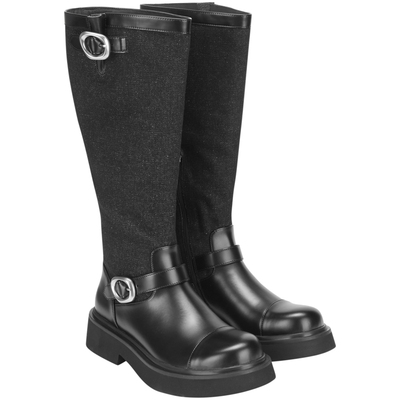 【商场同款】太平鸟2025年新款时尚品质感黑色长筒靴女A3ZCF4283