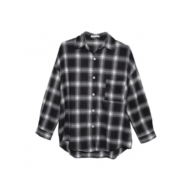 大码休闲复古格子宽松衬衫
