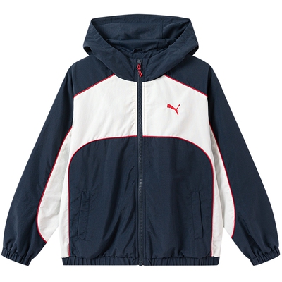 PUMA彪马童装2026新款儿童男童便服外套撞色拼接复古运动连帽