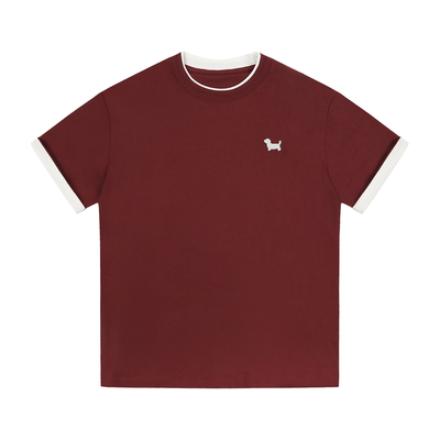 BIPOLAR腊肠狗撞色领假两件T恤