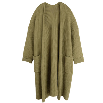 中长款口袋针织衫韩版慵懒风遮肉