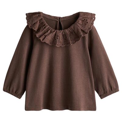 HM童装女婴T恤夏季红色新年拜年服长袖宽松上衣1305807