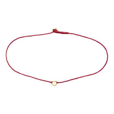 足金爱心纯手工编织红绳洗澡可戴