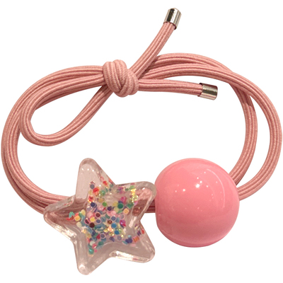 少女心五角星球球打结扎头发绳