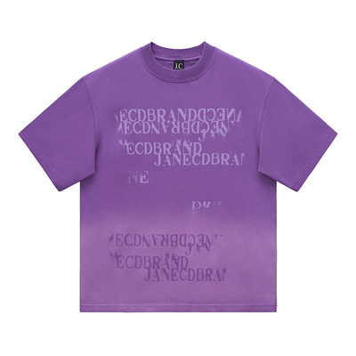 JC美式复古字母印花短袖t恤