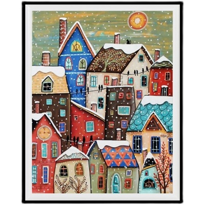 雪景小屋钻石画儿童客厅水钻满钻