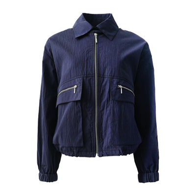 百搭翻领拉链短款女时尚夹克外套