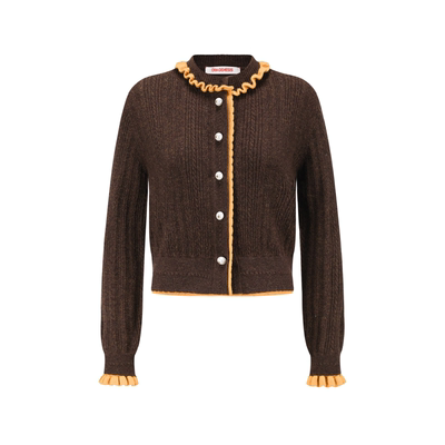 ORA GENESIS2025年冬季新品撞色花边针织开衫