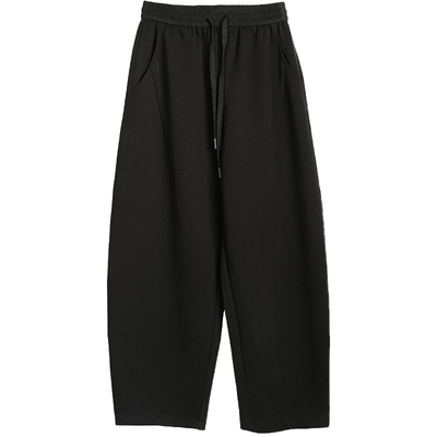 布景休闲裤女2025年冬季新品简约松紧腰纯色宽松针织裤子长裤1484