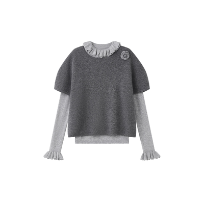 AHMI格雷系绵羊毛马甲上衣套装女