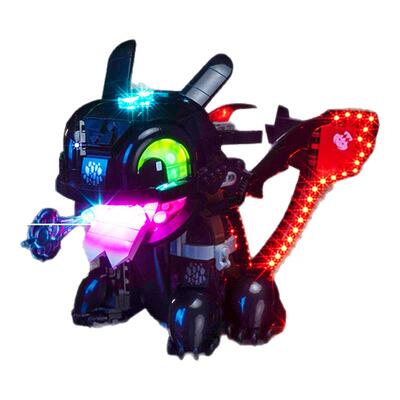 brickbling适用乐高10375驯龙高手无牙仔积木灯光展示盒动力改装