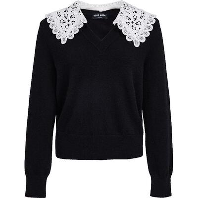 VeroModa可拆撞色蕾丝领毛衣