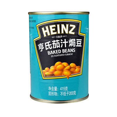 亨氏茄汁焗豆415g白芸豆罐头即食早餐西餐配料番茄汁黄豆罐头商用
