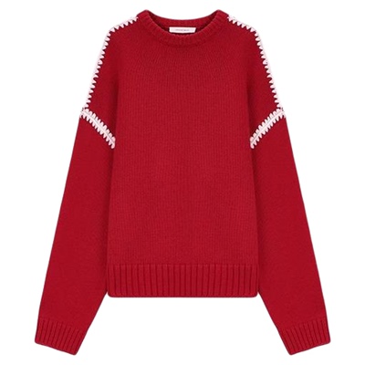 concise-white/简白系列撞色刺绣针织毛衣银泰百货精品301257