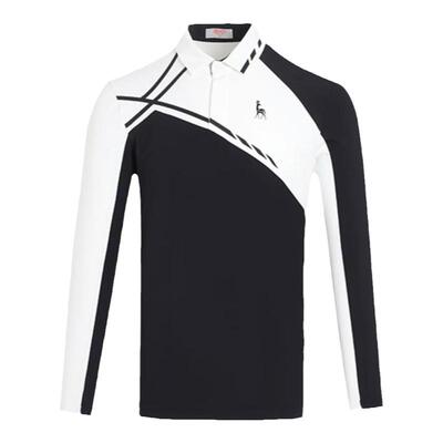 SV高尔夫男士长袖t恤黑白拼色