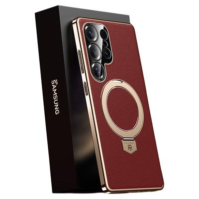 带磁吸可支架适用于三星s25ultra手机壳s24ultra新款全包防摔s23ultra保护套Galaxys23u专用外壳高级男女商务