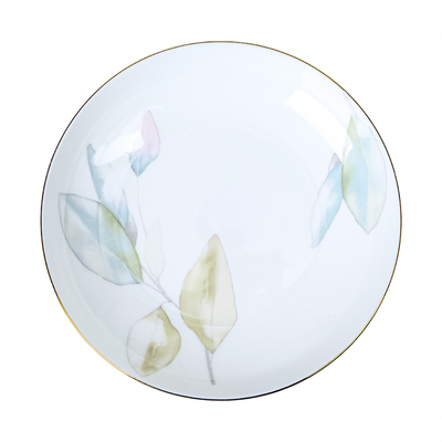 天顺陶瓷圆形淡雅金边高级感盘子