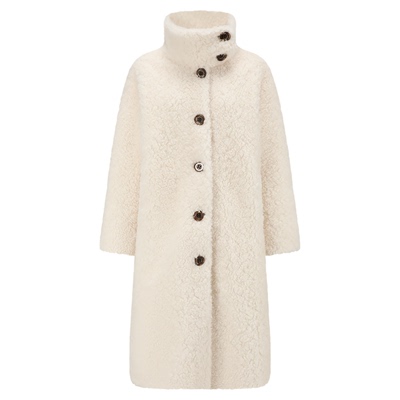 SHROENRO立领正肩羊毛长款大衣