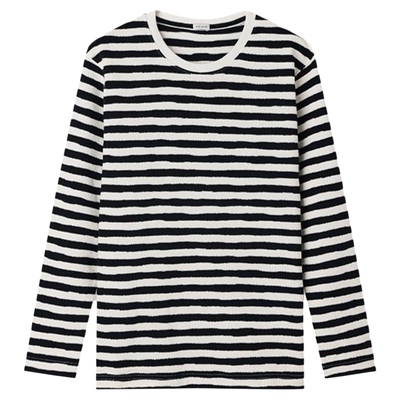 STELLAM女装OCE条纹圆领纯棉长袖T恤拼接撞色舒适显瘦
