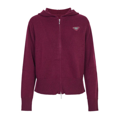 婉甸明星同款冬安可拉红连帽毛织开衫针织衫1244W29GS3