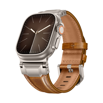 适用苹果Ultra3/2真皮复古表带