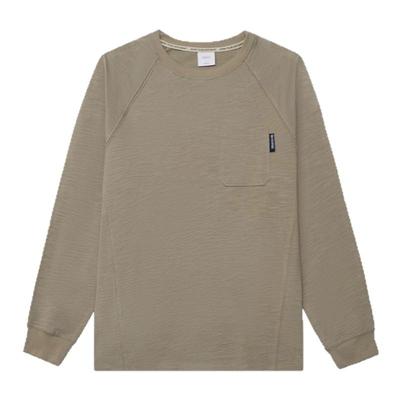 GWIT 美式复古植纤透气春秋内搭口袋体恤打底衫圆领纯色长袖T恤男