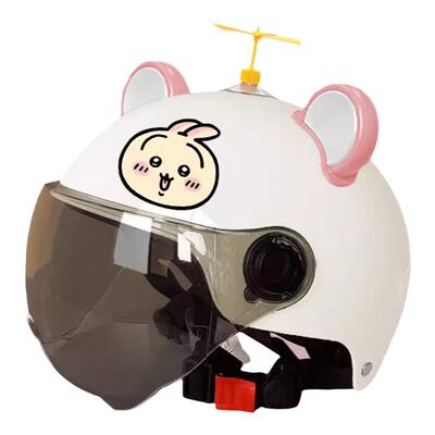 国标3C电动车chiikawa乌莎奇卡通头盔男女四季夏季防晒安全帽亮面