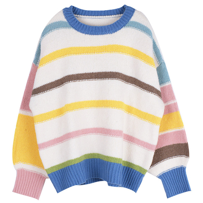 韩系学院风休闲撞色遮肉糖果毛衣