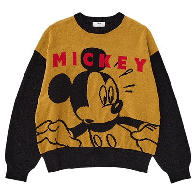 MOUSSY 冬季新品迪士尼联名米奇撞色针织衫毛衣010HAQ70-0871