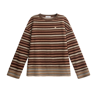 UNIFREEPLUS大码条纹长袖T恤