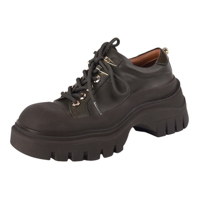 恋尚萝莎头层牛皮厚底增高女单鞋