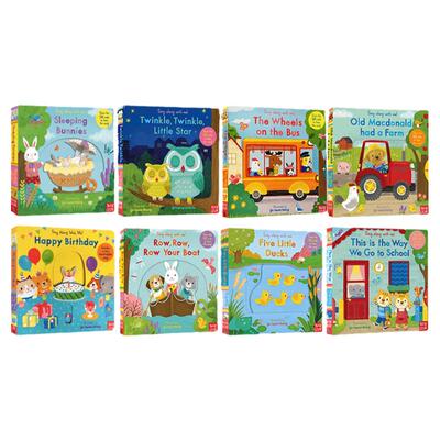 英文原版 Sing Along With Me 6册 欧美经典儿歌童谣 The Wheels on the Bus/Five Little Ducks 纸板机关操作书 亲子互动