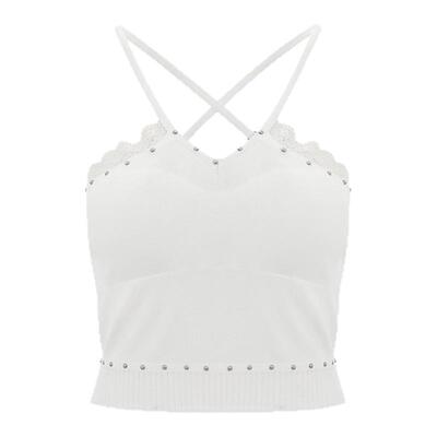 诱货交叉蕾丝针织吊带背心