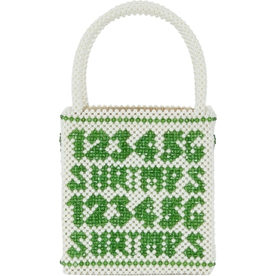 【折扣】SHRIMPS 女趣致白绿配色串珠手提包