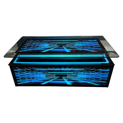 新款ktv茶几发光双层专用钢化玻璃七彩桌子酒吧不锈钢茶台大理石