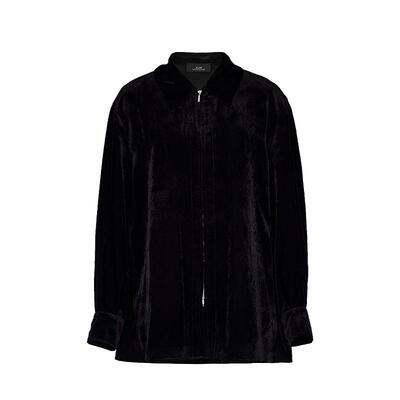 【轻松套装】AUM噢姆2025年冬季新款灯芯绒休闲拉链衬衫黑色长裤