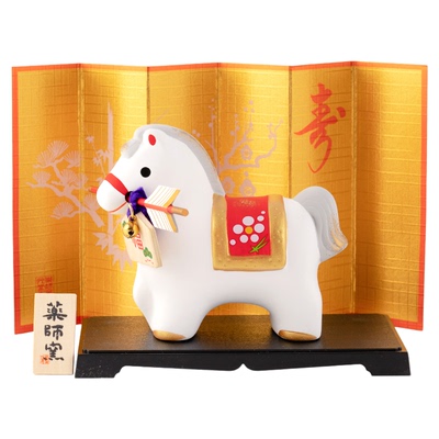 马年摆件日本药师窑手绘治愈系