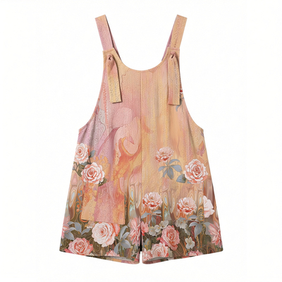 Casual V-neck printed strap jumpsuit   休闲V领印花吊带连体裤